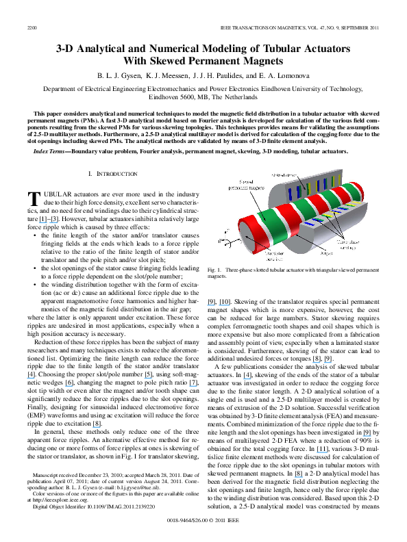 Pdf 3 D Analytical And Numerical Modeling Of Tubular Actuators With