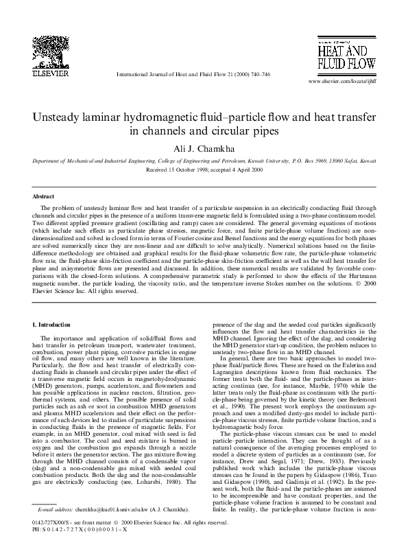 (PDF) Unsteady laminar hydromagnetic fluid–particle flow and heat transfer in channels and ...