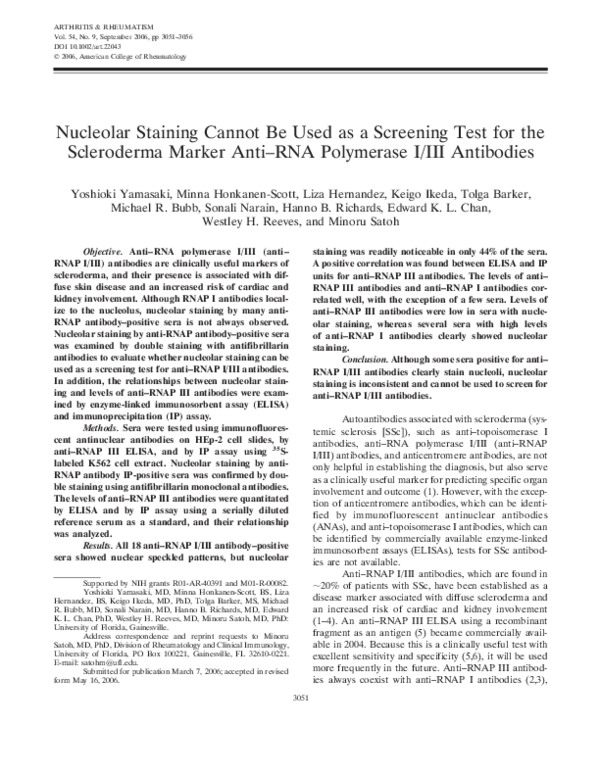 (PDF) Nucleolar staining cannot be used as a screening test for the ...