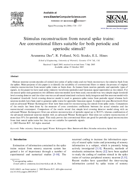 (PDF) Stimulus reconstruction from neural spike trains: Are ...