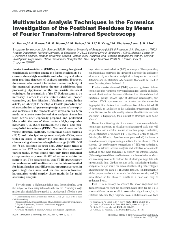 Pdf Multivariate Analysis Techniques In The Forensics Investigation Of The Postblast Residues