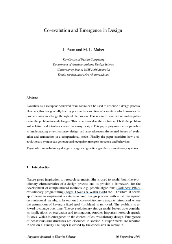 (PDF) Co-evolution and emergence in design