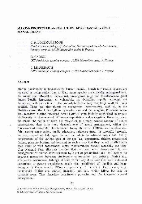 (PDF) Marine Protected Areas: A Tool for Coastal Areas Management ...