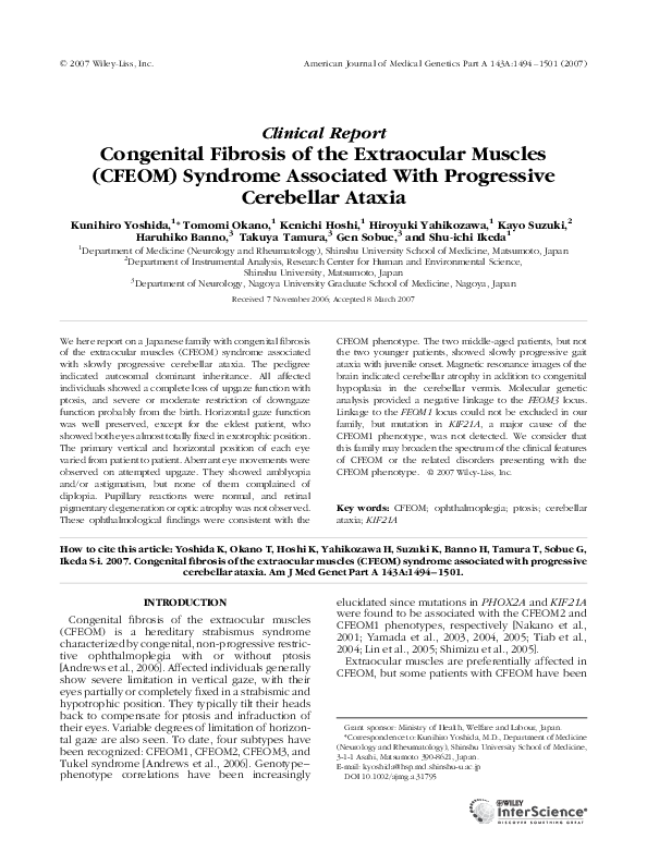 (PDF) Congenital fibrosis of the extraocular muscles (CFEOM) syndrome ...