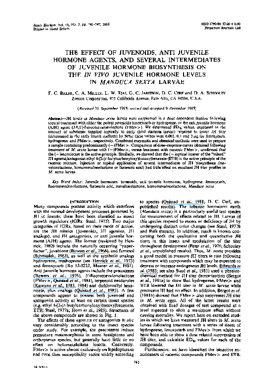 (PDF) The effect of juvenoids, anti juvenile hormone agents, and ...