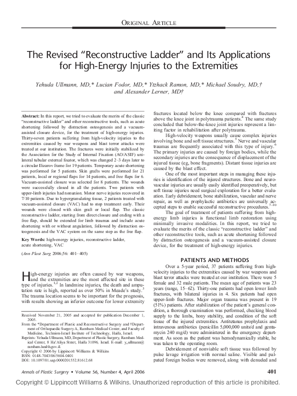 (PDF) The Revised ???Reconstructive Ladder??? and Its Applications for ...
