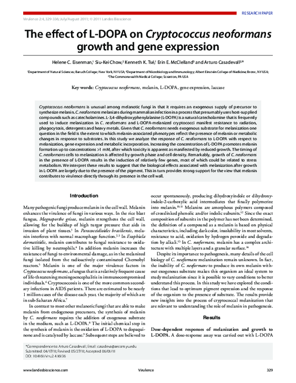 (PDF) The effect of L-DOPA on Cryptococcus neoformans growth and gene ...