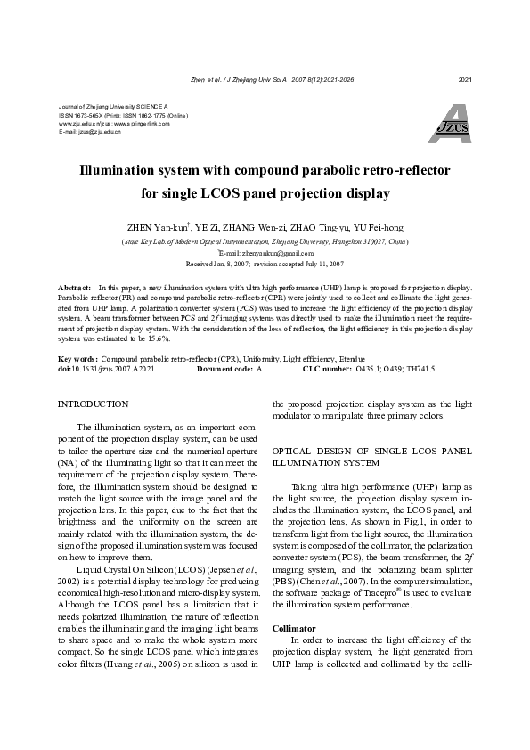 (PDF) Illumination system with compound parabolic retro-reflector for ...