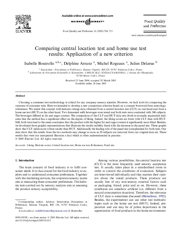 (PDF) Comparing central location test and home use test results ...