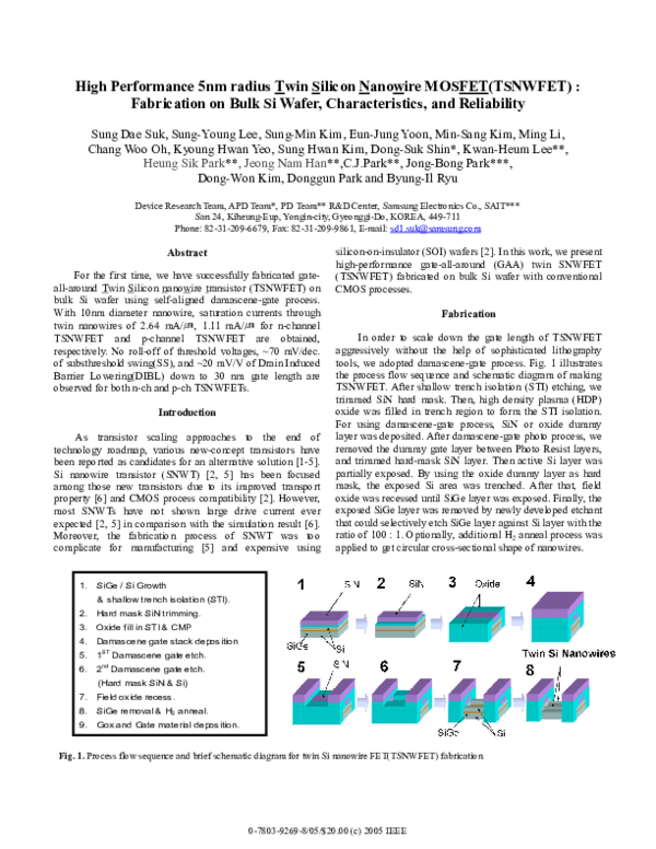 (PDF) High performance 5nm radius Twin Silicon Nanowire MOSFET (TSNWFET) : fabrication on bulk ...
