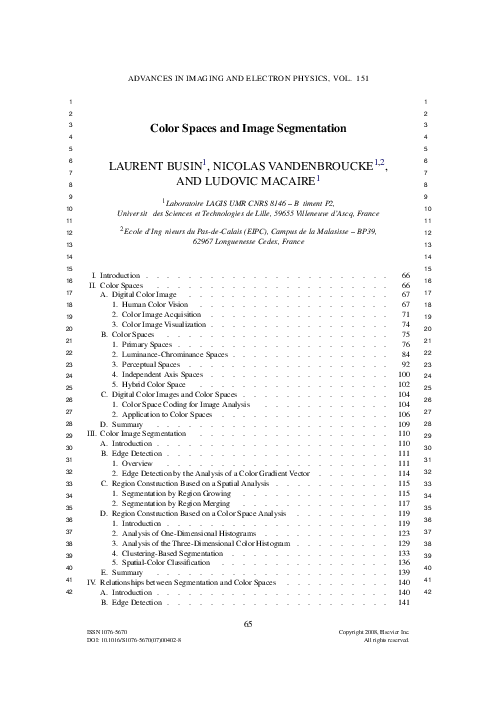 (PDF) Color Spaces and Image Segmentation | Nicolas Vandenbroucke - Academia.edu