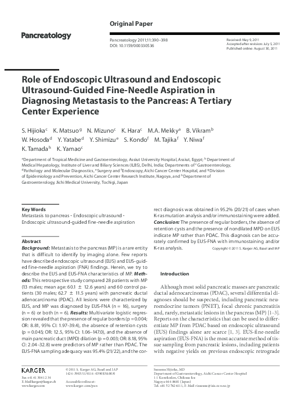 (PDF) The role of endoscopic ultrasound and endoscopic ultrasound-guided fine-needle aspiration ...