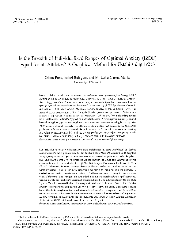 (PDF) Is the Breadth of Individualized Ranges of Optimal Anxiety (IZOF ...