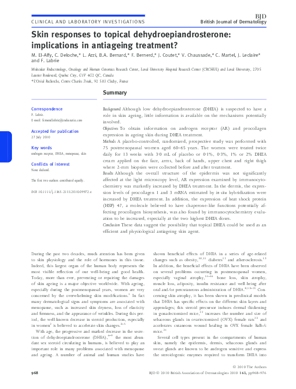 (PDF) Skin responses to topical dehydroepiandrosterone: implications in ...