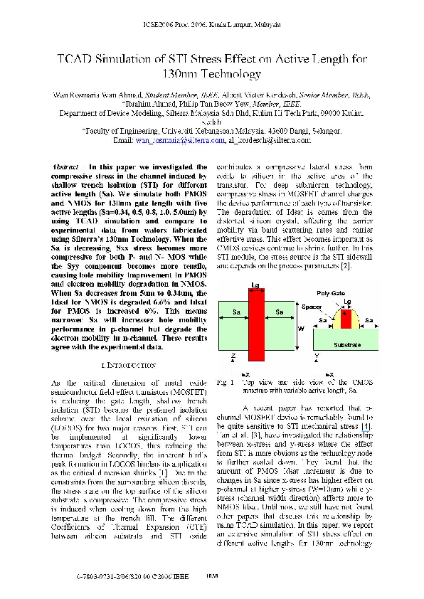 (PDF) TCAD Simulation of STI Stress Effect on Active Length for 130nm ...