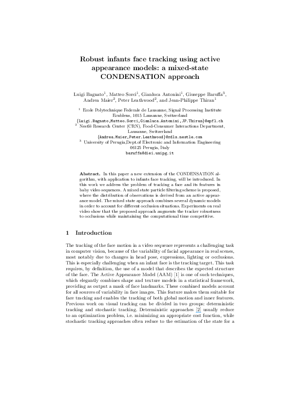 (PDF) Robust Infants Face Tracking Using Active Appearance Models: A Mixed-State CONDENSATION ...
