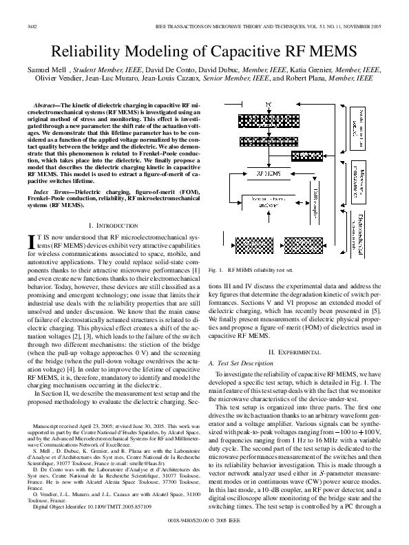 (PDF) Reliability modeling of capacitive RF MEMS
