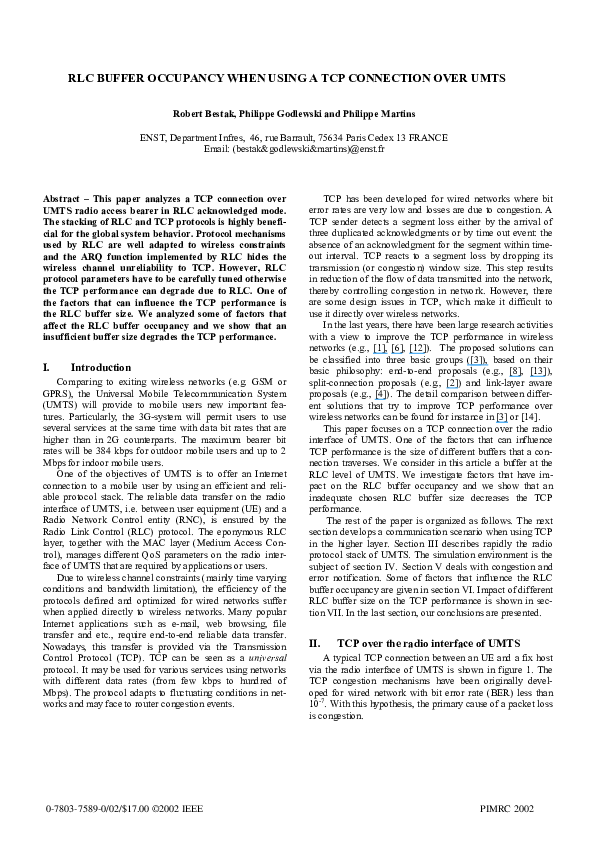 Pdf Rlc Buffer Occupancy When Using A Tcp Connection Over Umts