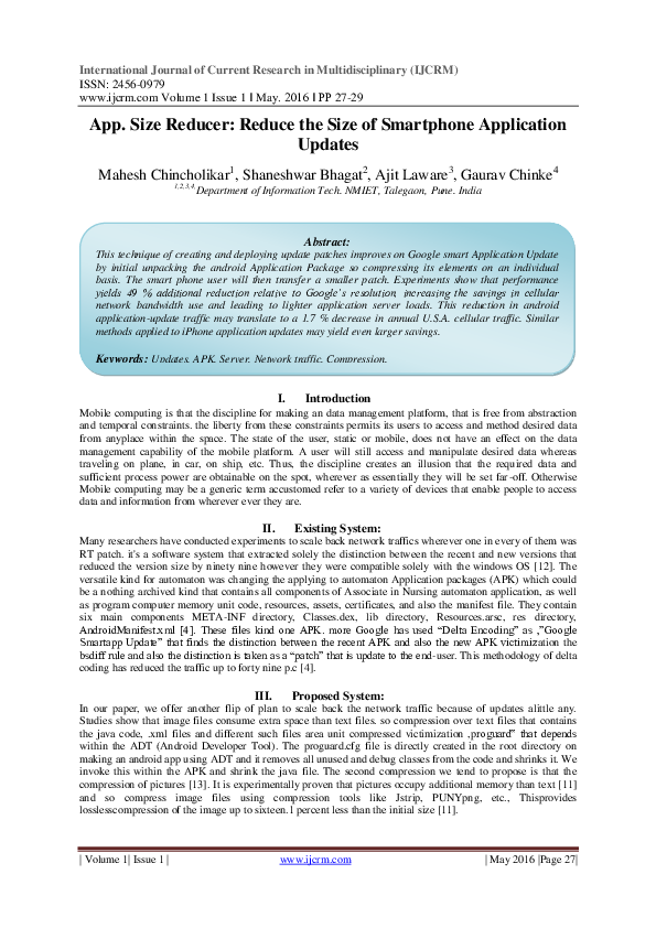 (PDF) App. Size Reducer: Reduce the Size of Smartphone Application Updates