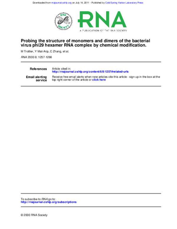 (PDF) Probing the structure of monomers and dimers of the bacterial ...