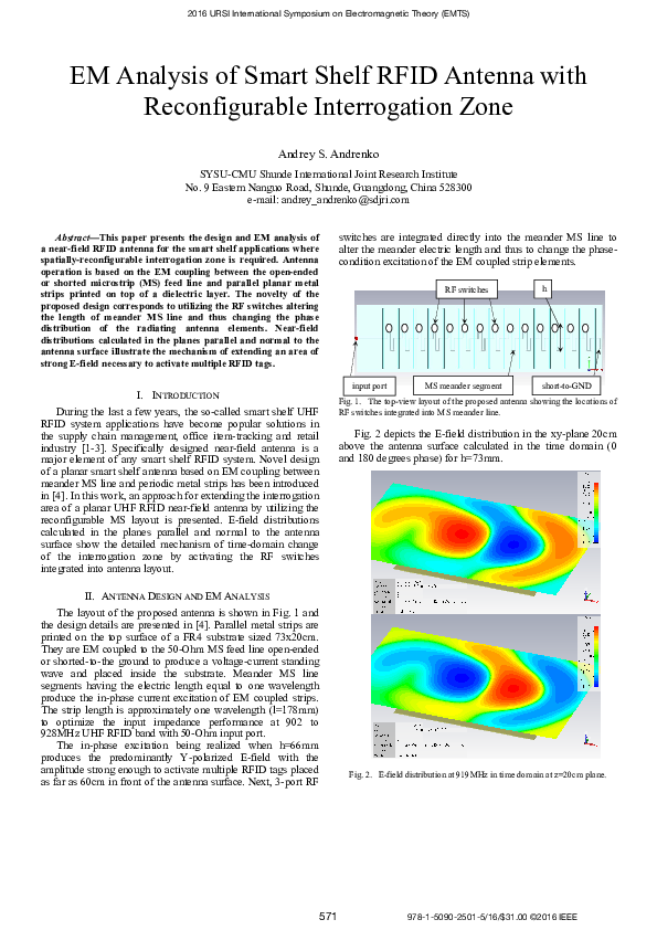 (PDF) EM Analysis of Smart Shelf RFID Antenna with Reconfigurable ...
