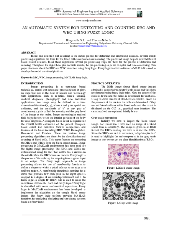 Pdf An Automatic System For Detecting And Counting Rbc And Wbc Using