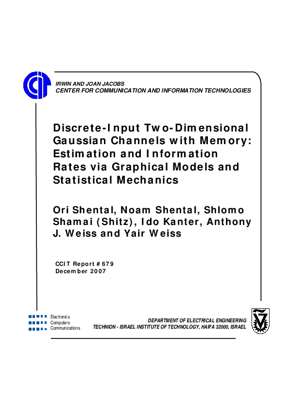 (PDF) Discrete-Input Two-Dimensional Gaussian Channels With Memory: Estimation and Information ...