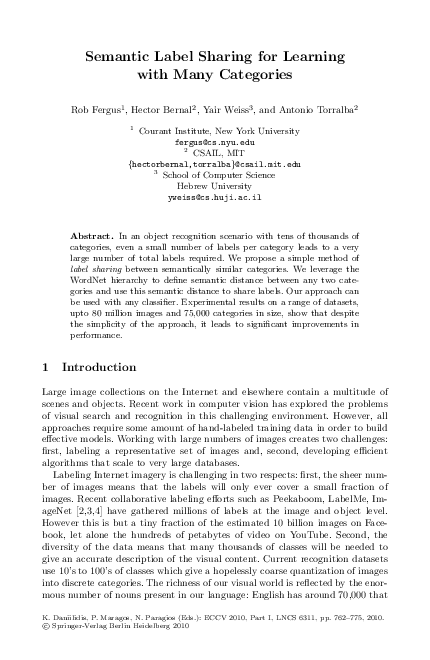 (PDF) Semantic Label Sharing for Learning with Many Categories