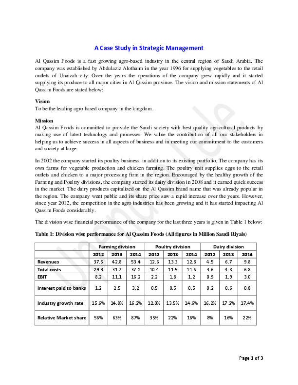 (PDF) A Case Study in Strategic Management
