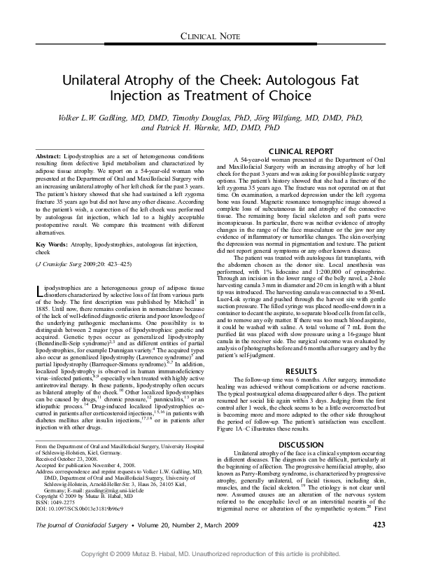 (PDF) Unilateral Atrophy of the Cheek