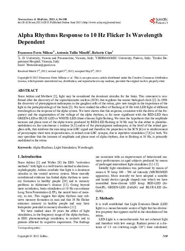 (PDF) Alpha Rhythms Response to 10 Hz Flicker Is Wavelength Dependent