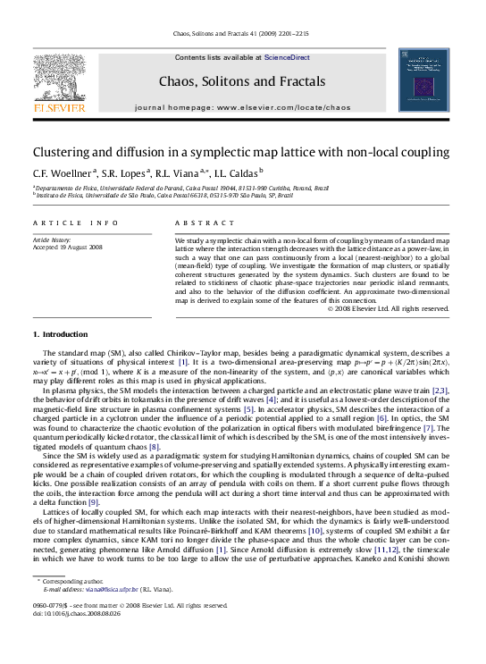 (PDF) Clustering and diffusion in a symplectic map lattice with non ...