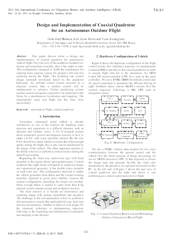 (PDF) Design and implementation of coaxial quadrotor for an autonomous outdoor flight