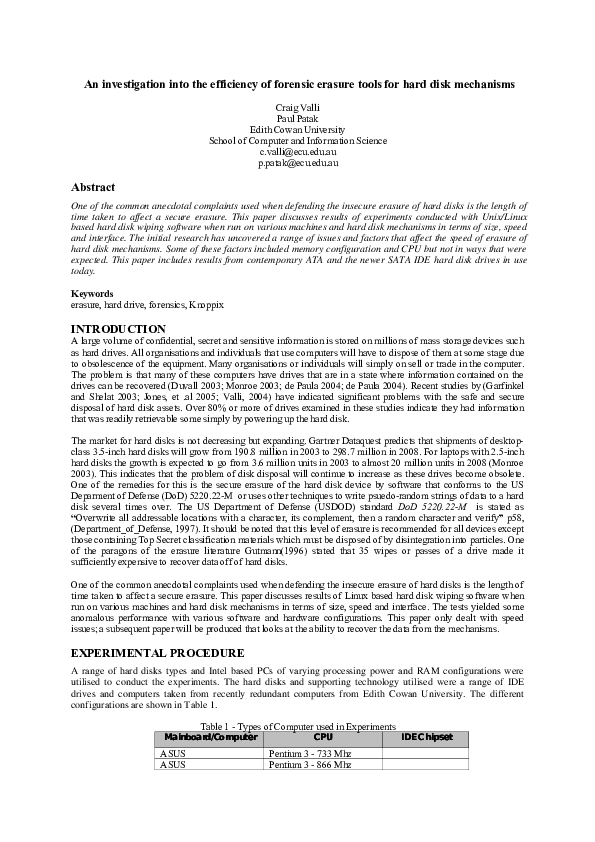 (PDF) An investigation into the efficiency of forensic erasure tools ...