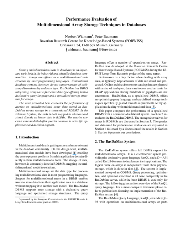 (PDF) Performance evaluation of multidimensional access methods
