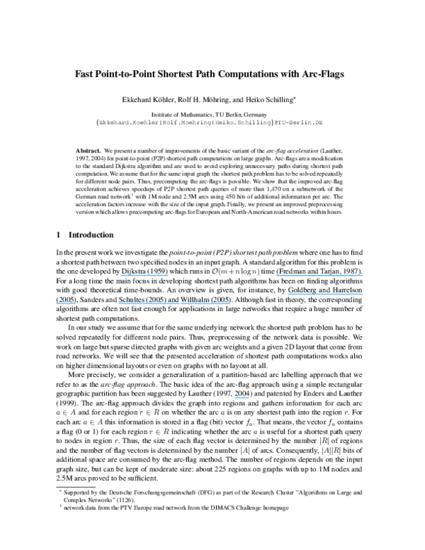 Pdf Fast Point To Point Shortest Path Computations With Arc Flags