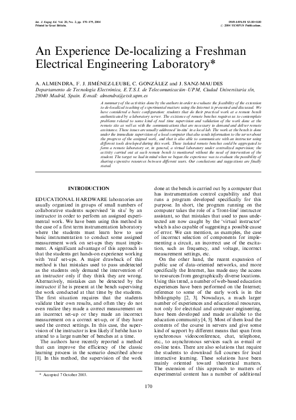 (PDF) De-localizing Electrical Engineering Labs