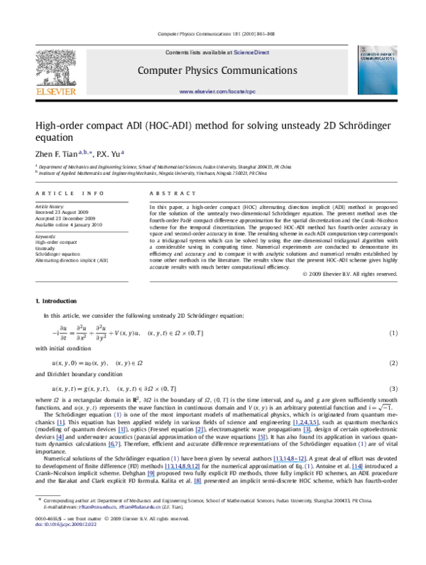 Pdf High Order Compact Adi Hoc Adi Method For Solving Unsteady 2d