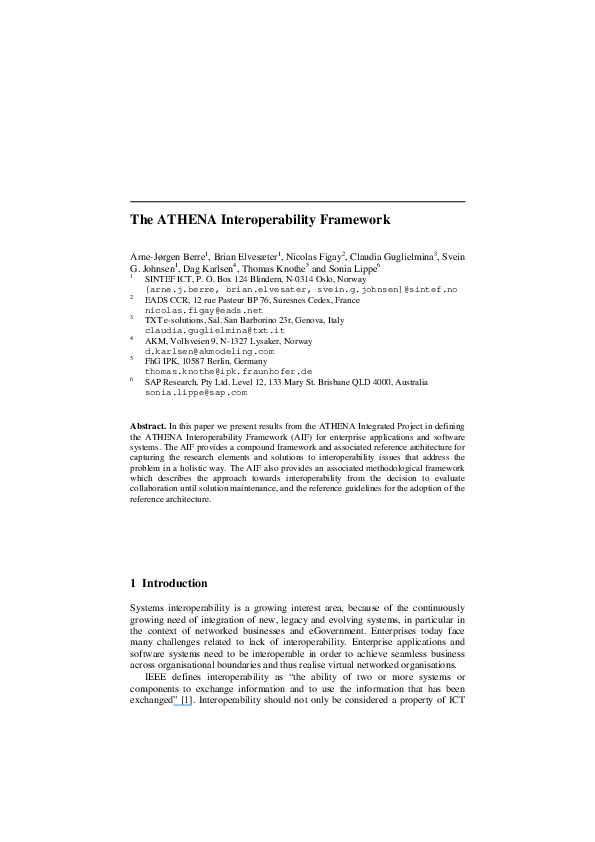 (PDF) The ATHENA Interoperability Framework