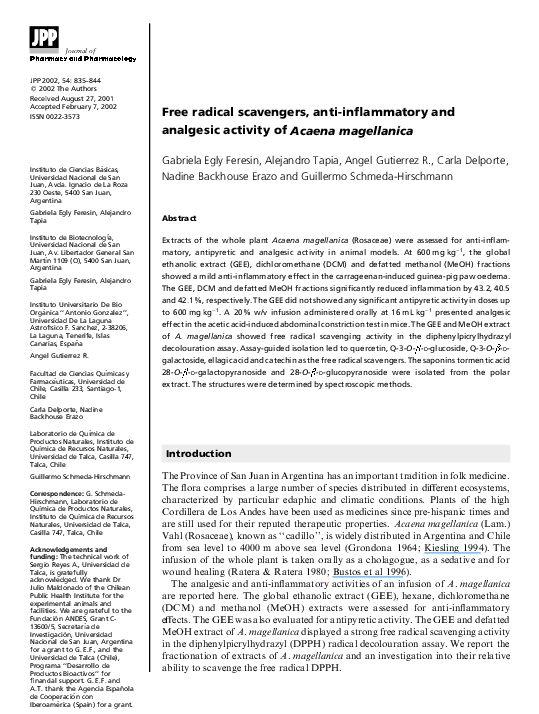 (PDF) Free radical scavengers, anti-inflammatory and analgesic activity ...
