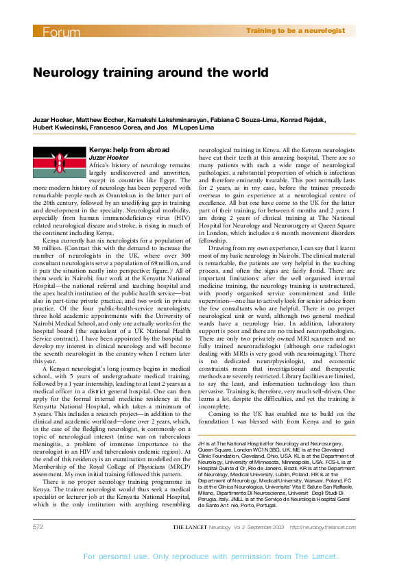 (PDF) Neurology training around the world