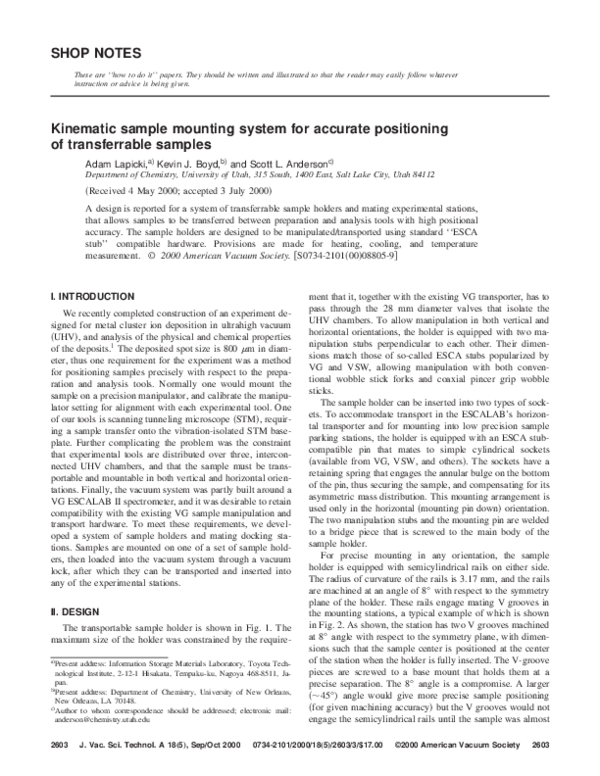 (PDF) Kinematic sample mounting system for accurate positioning of ...