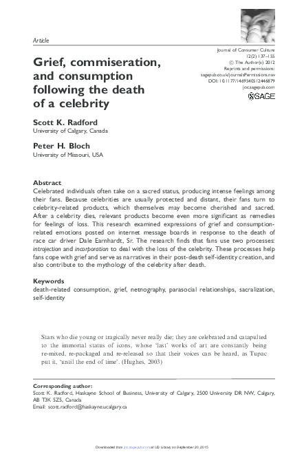 (PDF) Grief, commiseration, and consumption following the death of a ...