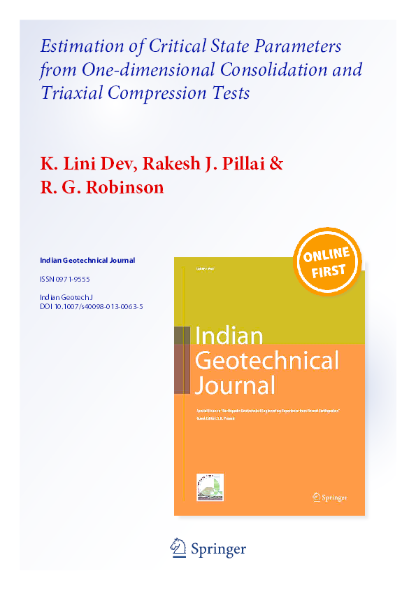 (PDF) Estimation of Critical State Parameters from One-dimensional ...