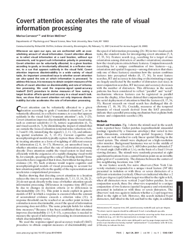 (PDF) Covert attention accelerates the rate of visual information ...