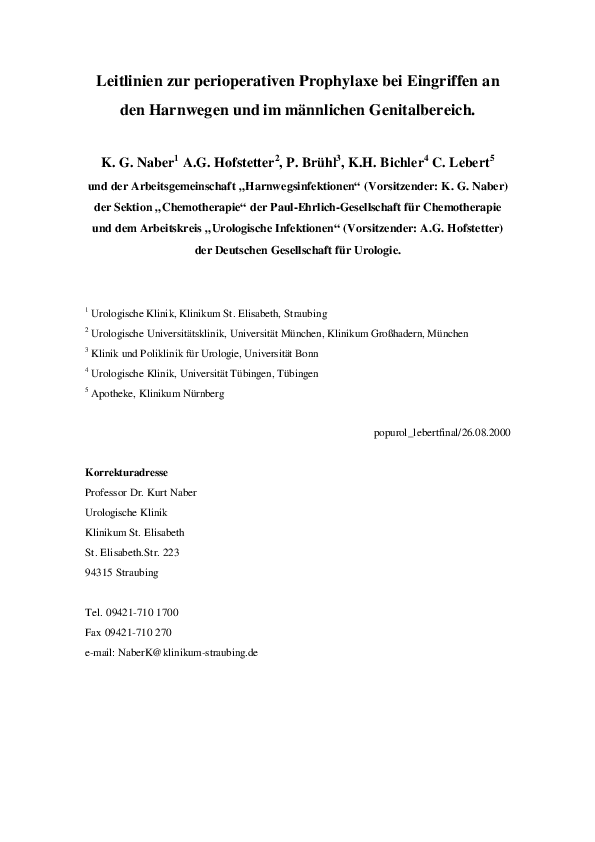 (PDF) Leitlinie zur perioperativen Prophylaxe bei Eingriffen an den ...