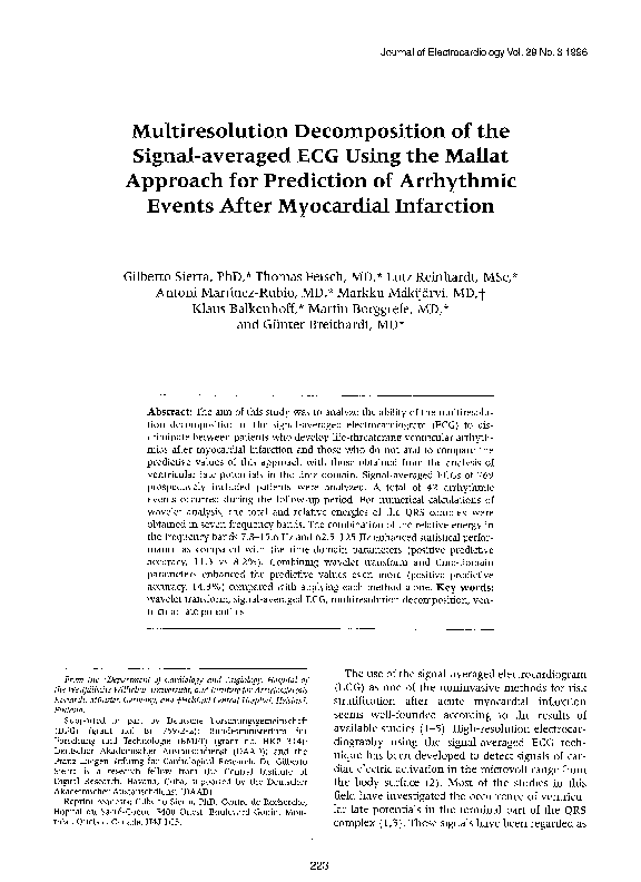 (PDF) Multiresolution decomposition of the signal-averaged ECG using the mallat approach for ...