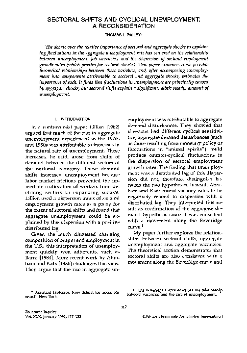 (PDF) Sectoral Shifts and Cyclical Unemployment: A Reconsideration (PDF) Sectoral Shifts and Cyclical Unemployment: A Reconsideration