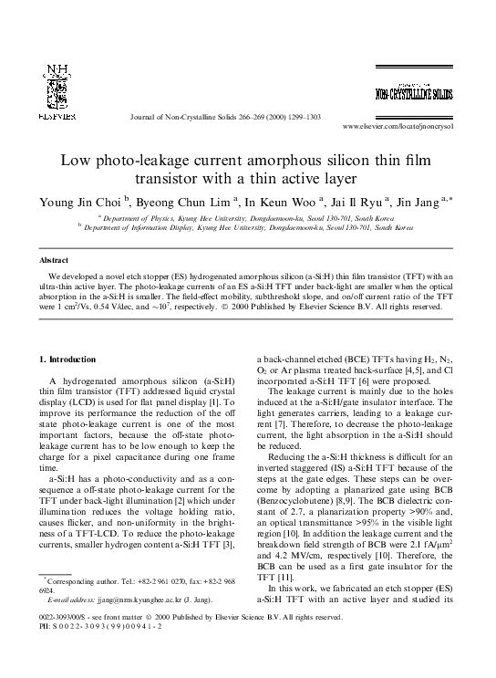 (PDF) Low photo-leakage current amorphous silicon thin film transistor ...