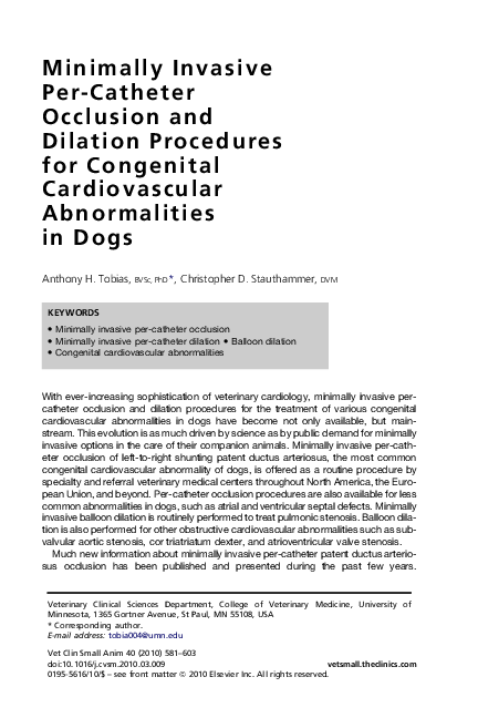 (PDF) Minimally Invasive Per-Catheter Occlusion and Dilation Procedures ...